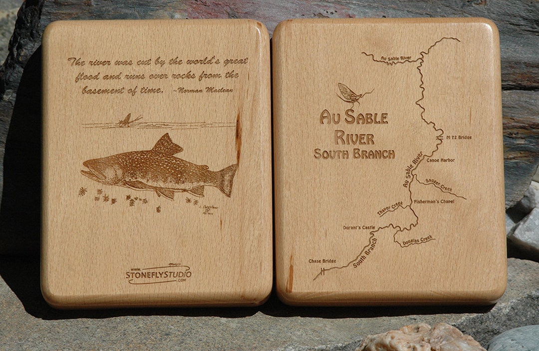 AU SABLE River Map Fly Box South Branch - Handcrafted, Custom Designed ...