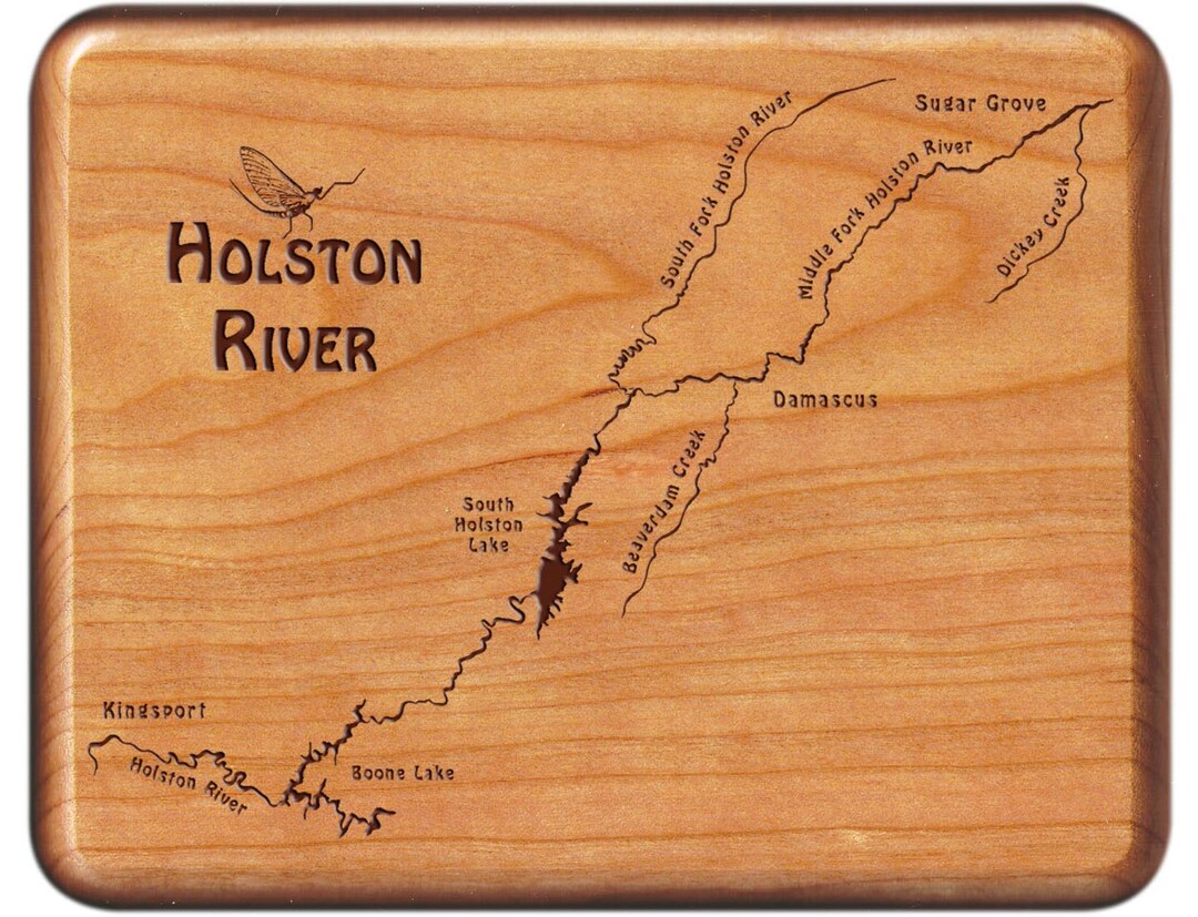 HOLSTON RIVER MAP Fly Fishing Fly Box - Custom Engraved and ...