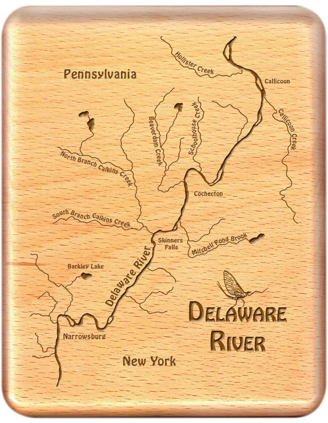 DELAWARE River Map Fly Box -personalized, Handcrafted, Custom Laser ...