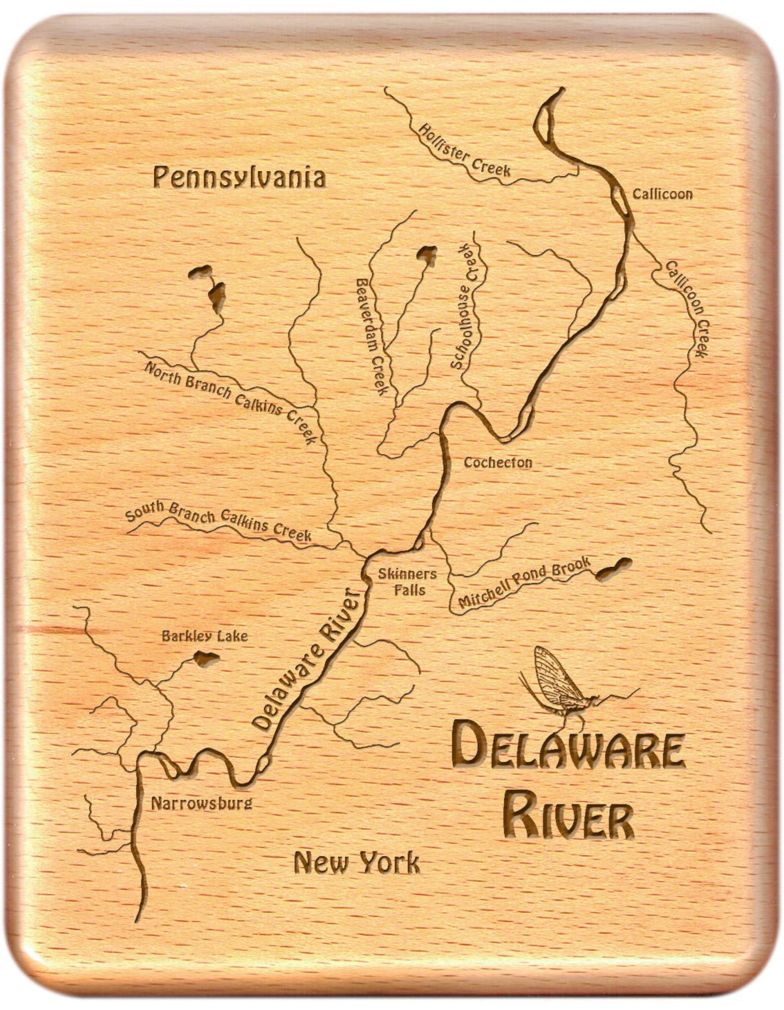 DELAWARE River Map Fly Box personalized Handcrafted Custom | Etsy