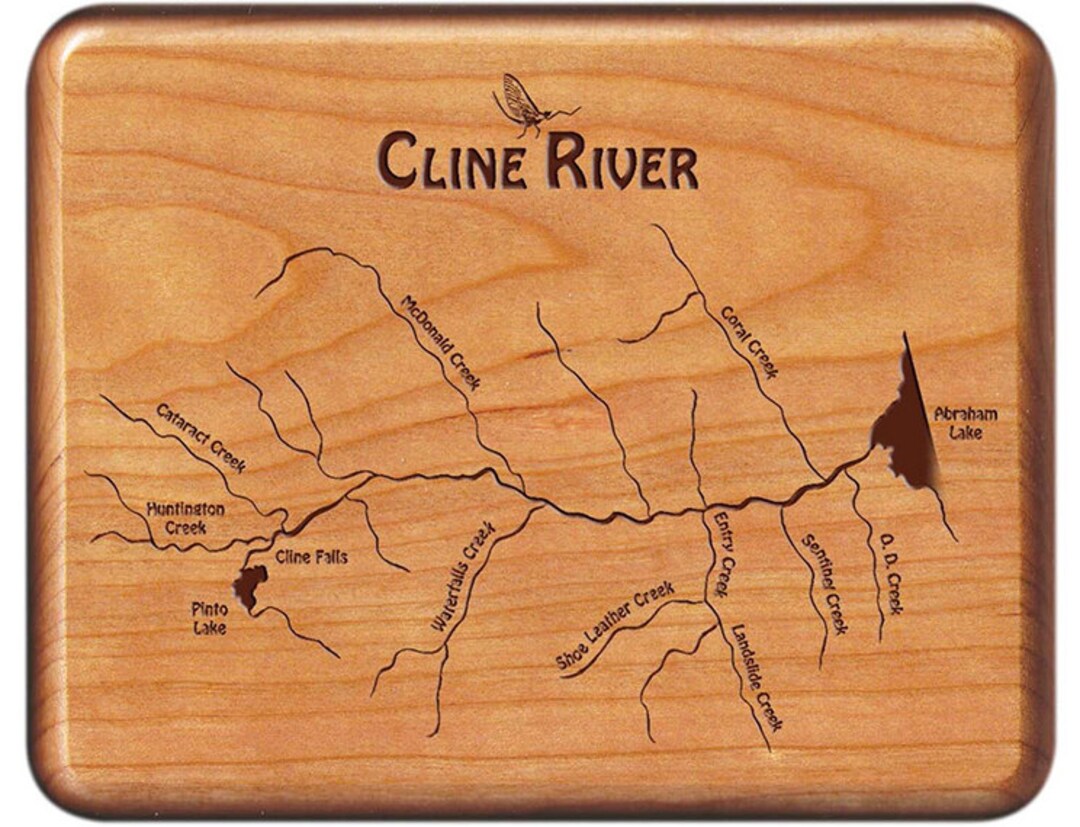 CLINE RIVER CANADA River Map Fly Fishing Fly Box - Custom Engraved and ...