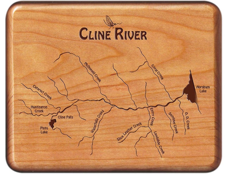 CLINE RIVER CANADA River Map Fly Fishing Fly Box - Custom Engraved and ...