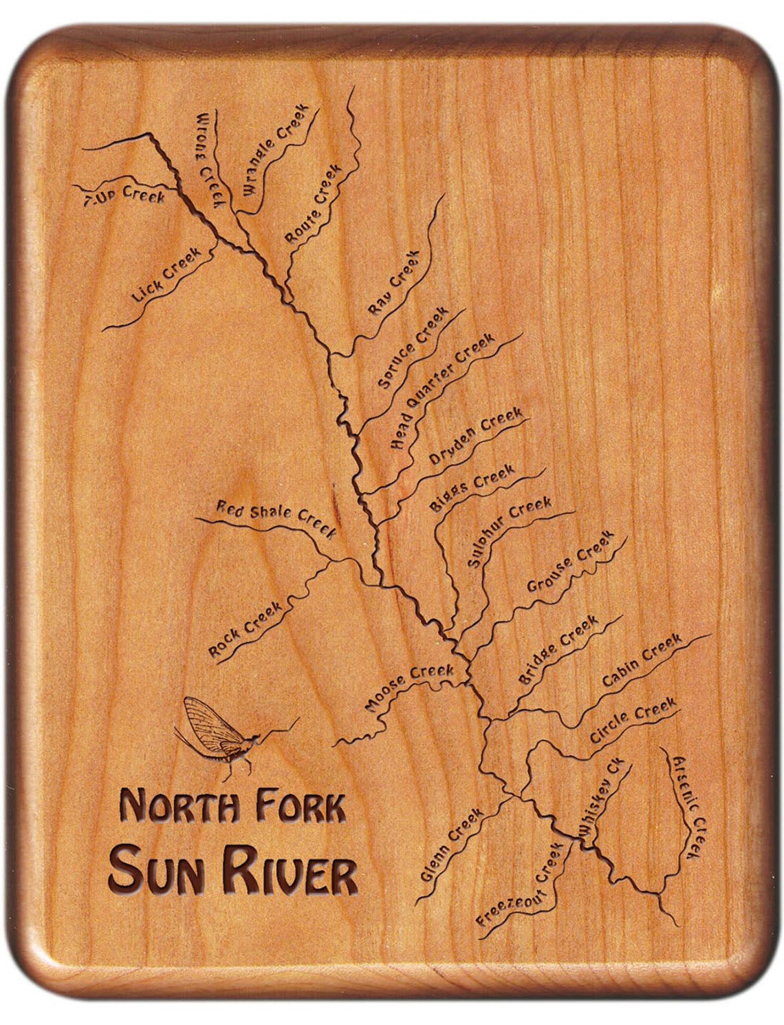 Fly Fishing - North Fork SUN RIVER MAP Fly Box - Montana - Handcrafted ...