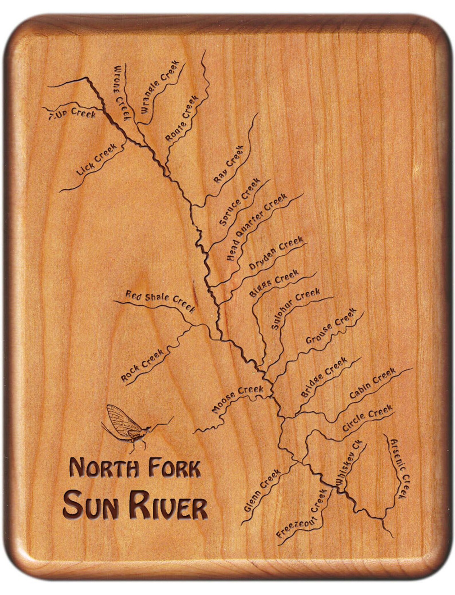 Fly Fishing - North Fork SUN RIVER MAP Fly Box - Montana - Handcrafted ...