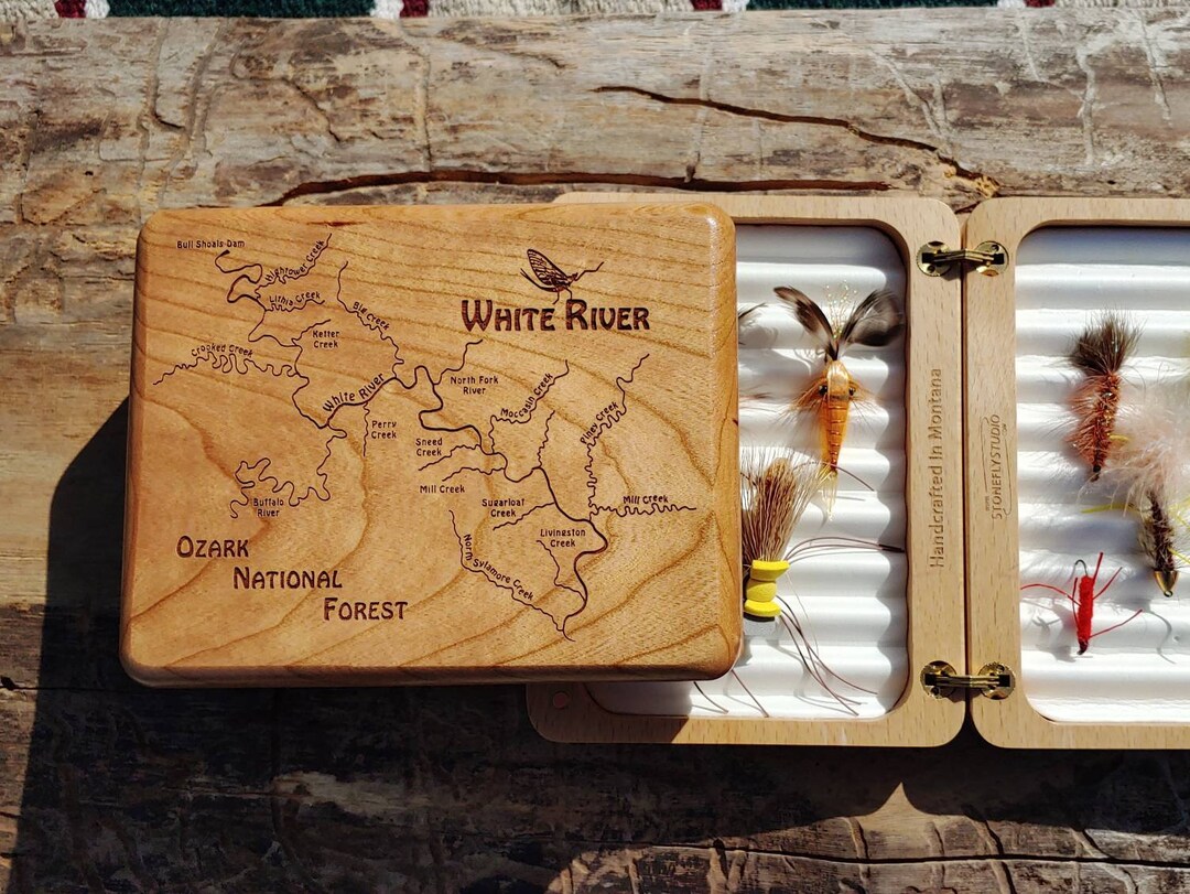 WHITE RIVER MAP Fly Box - Handcrafted, Custom Designed, Laser Engraved ...