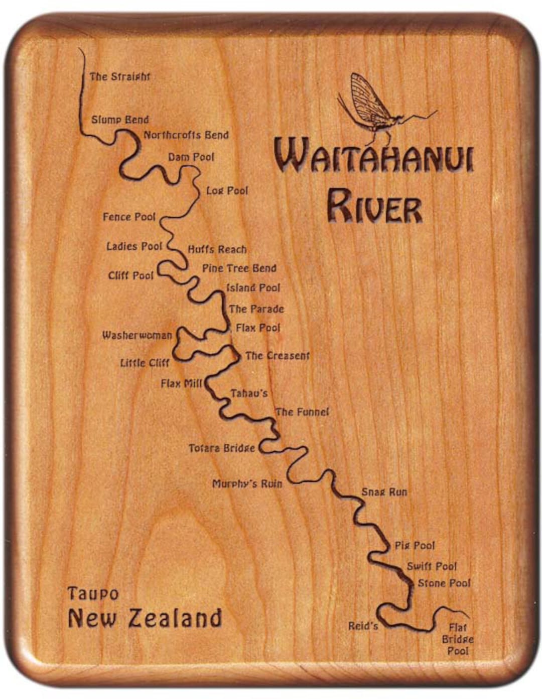 WAITAHANUI RIVER Map Fly Box -handcrafted, Custom Designed, Laser ...