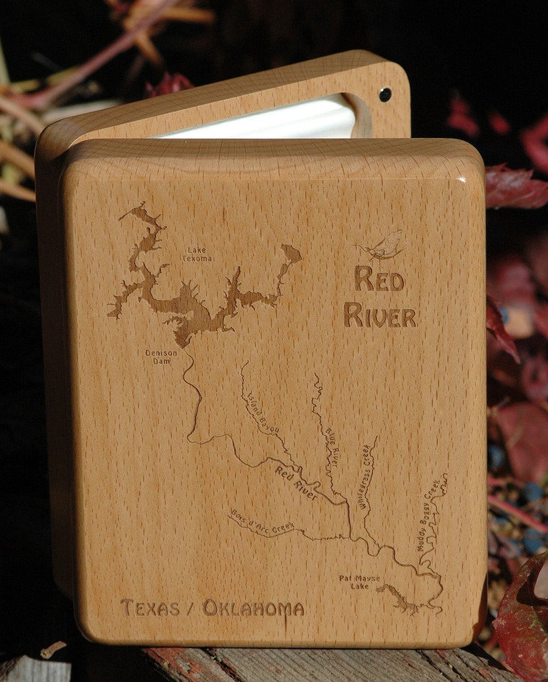 RED RIVER Map Fly Box Personalized Handcrafted Custom - Etsy
