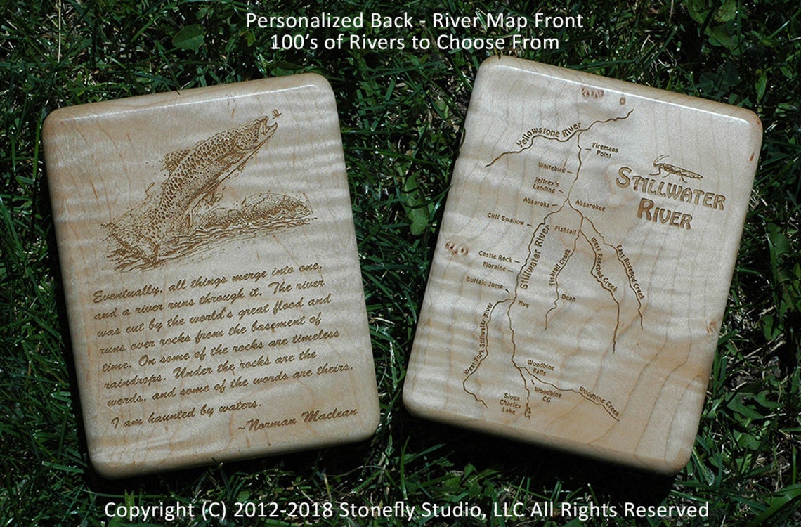 SWIFT RIVER Map Quabbin Watershed MA Fly Fishing Box. Personalized ...