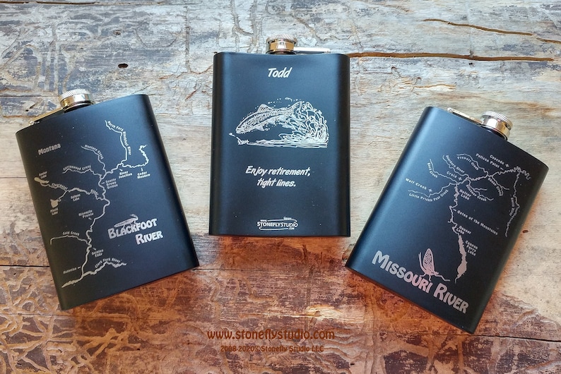 RIVER MAP FLASKS - Personalized Gift With A Pre-designed River Map ...