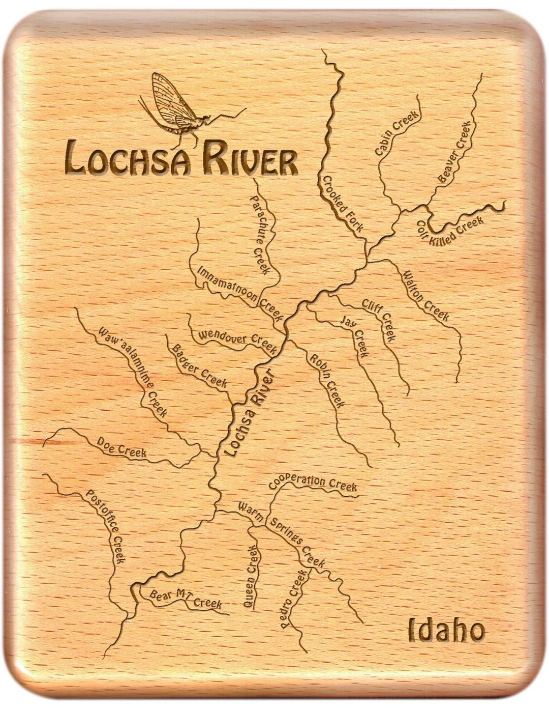 LOCHSA RIVER Map Fly Box. Personalized, Handcrafted, Custom Designed ...