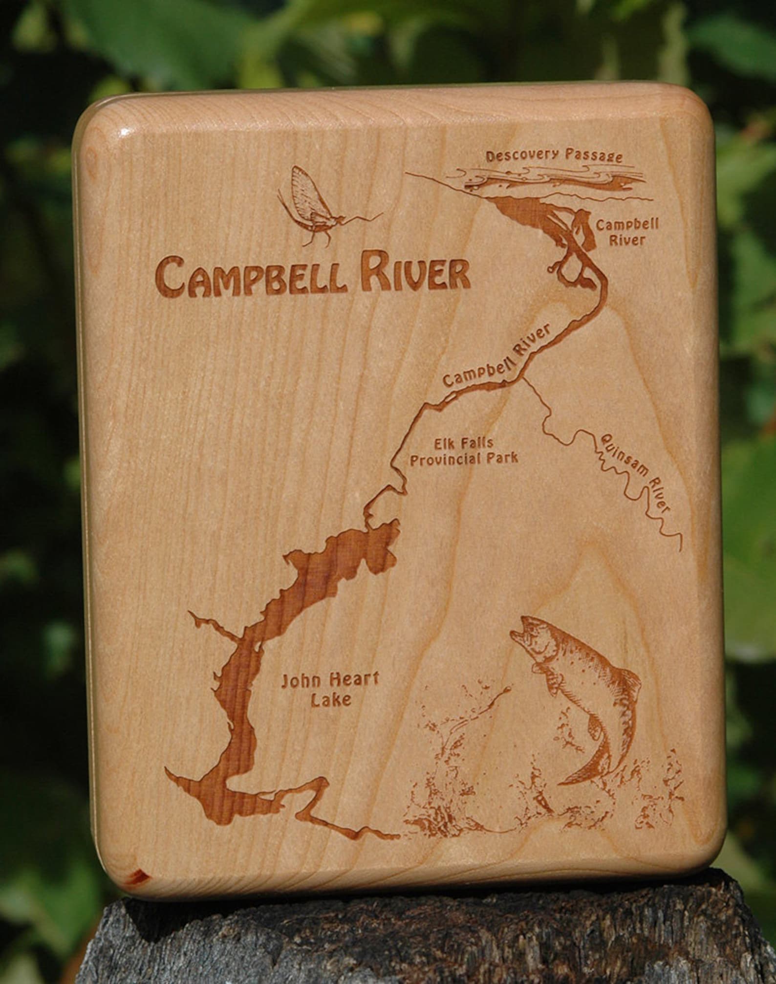 Fly Box - CAMPBELL RIVER MAP Fly Fishing Canada - Handcrafted, Laser ...