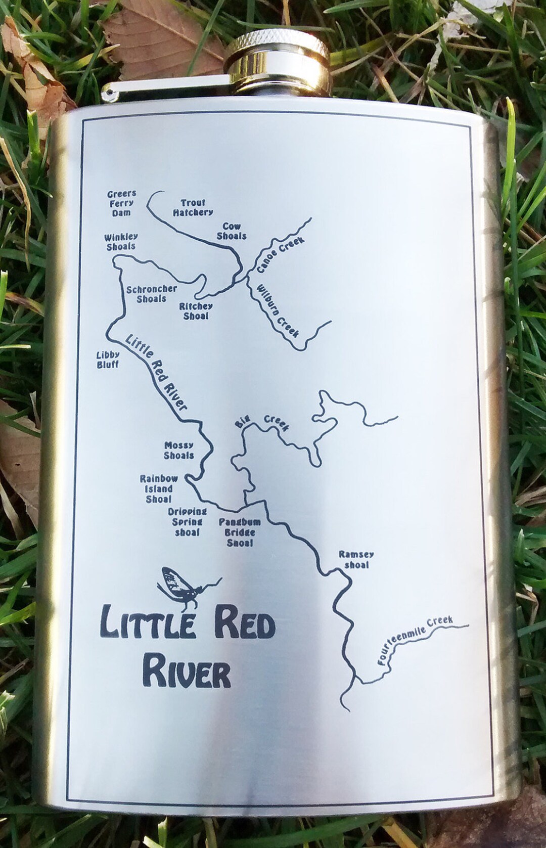 Little Red River Map Hip FLASK for Whisky. Personalized Gift. Custom ...
