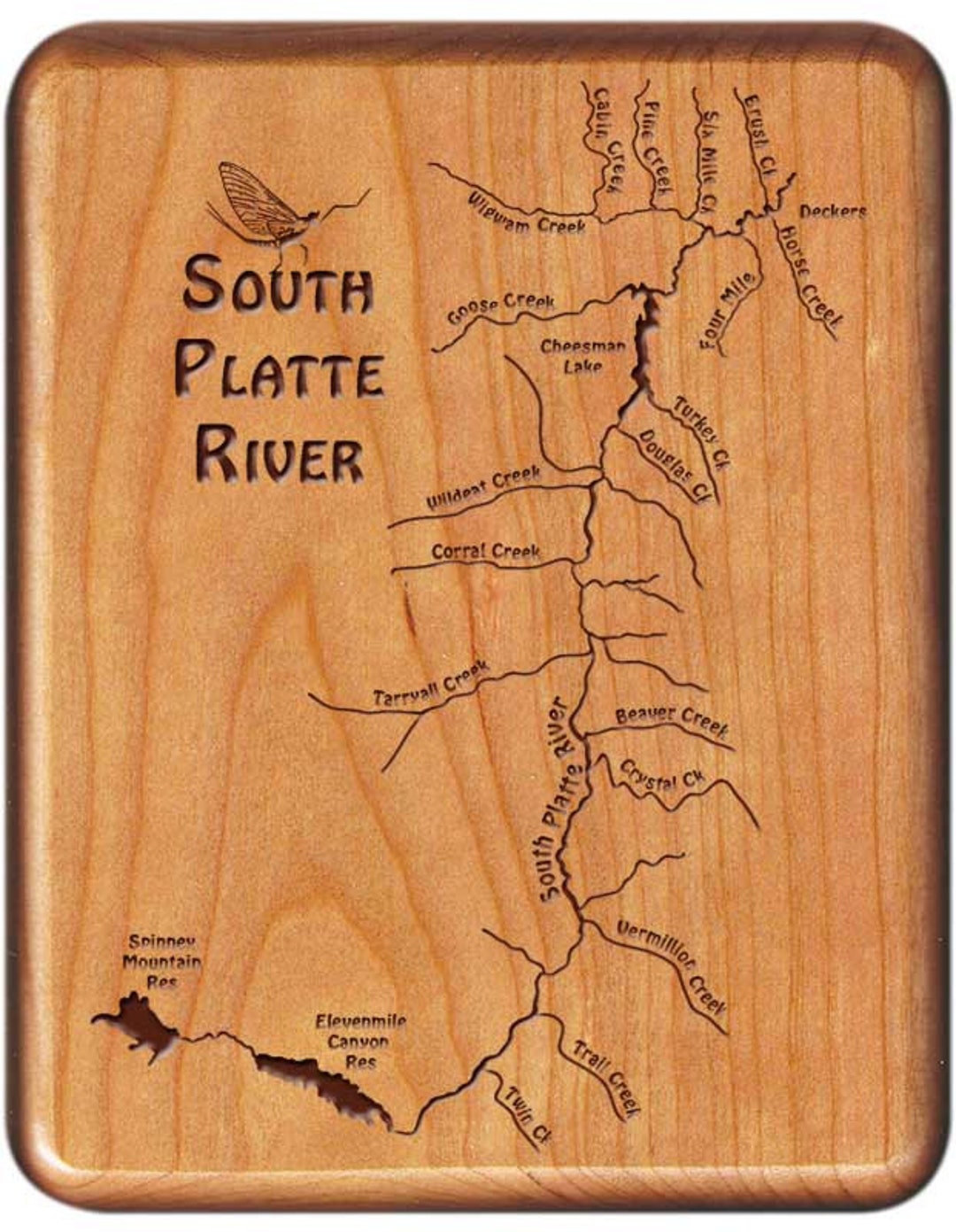 SOUTH PLATTE RIVER Map Fly Box-fly Fishing Spinney Res. to Decker Co ...