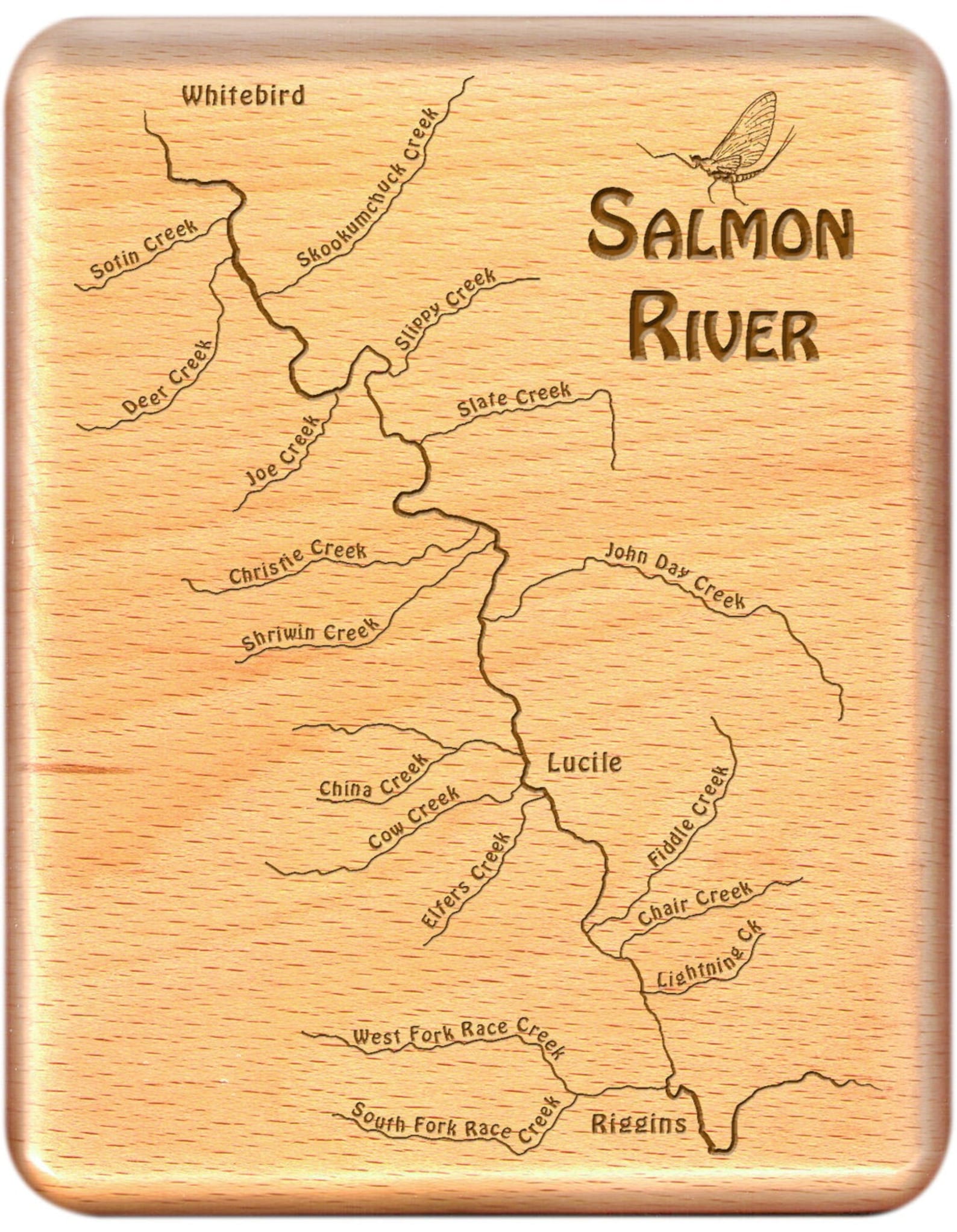 SALMON RIVER Map Fly Fishing Box Personalized Custom - Etsy