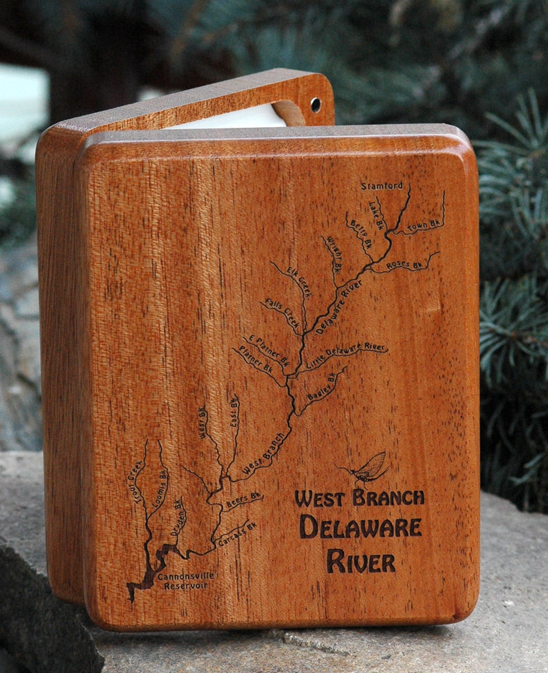 DELAWARE RIVER West Branch Custom Map Fly Box - Personalized ...
