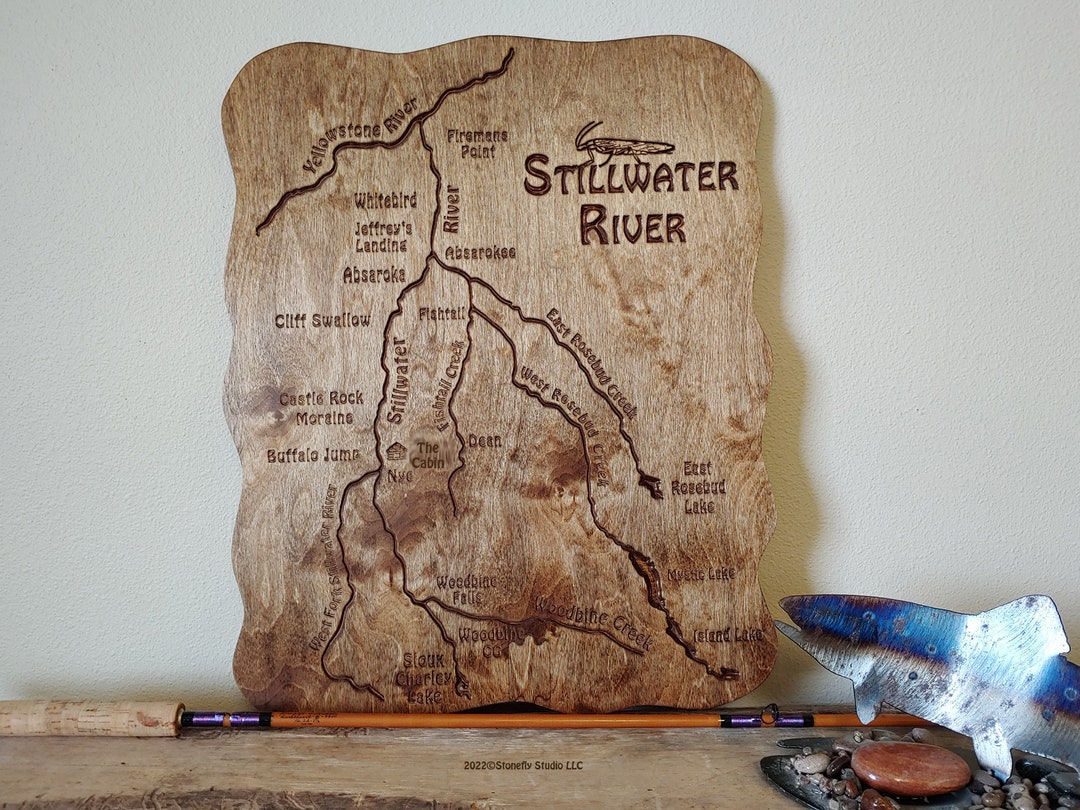 STILLWATER RIVER Map Wall Art. 18x22". Personalized, Handcrafted ...
