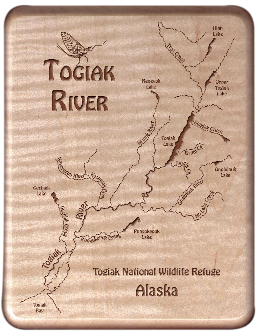 TOGIAK RIVER Map Fly Box. Personalized, Handcrafted Custom Laser ...
