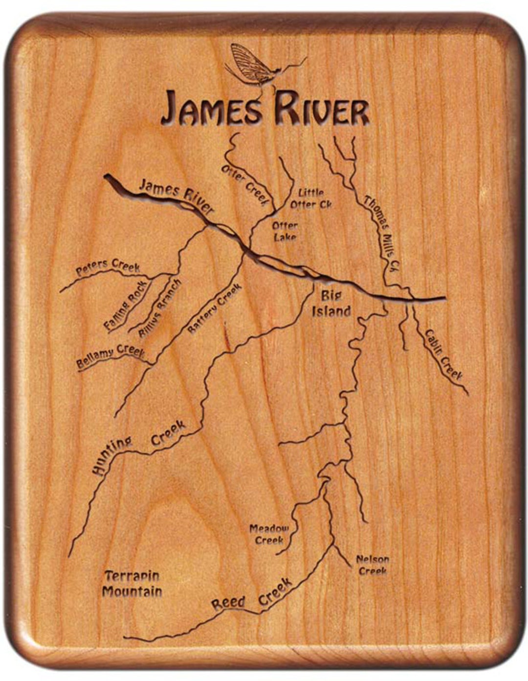 JAMES RIVER - Big Island River Map Fly Box-handcrafted, Custom Designed ...