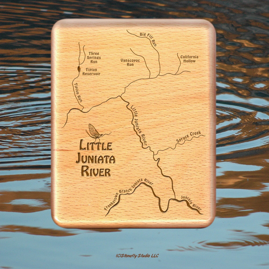 LITTLE JUNIATA River Map Fly Box. Handcrafted, Personalized, Custom ...