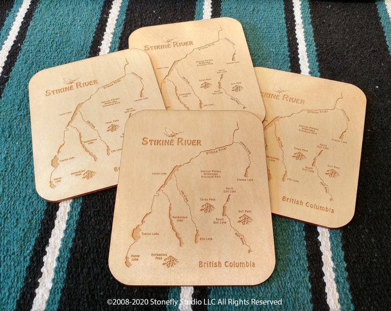 RIVER MAP COASTERS Set of 4. 4.25 X 5.5 Personalized Handcrafted Gift ...
