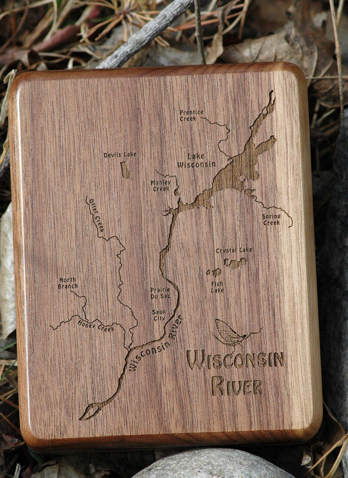 Wisconsin River Map Fly Box - Handcrafted, Custom Designed, Laser ...