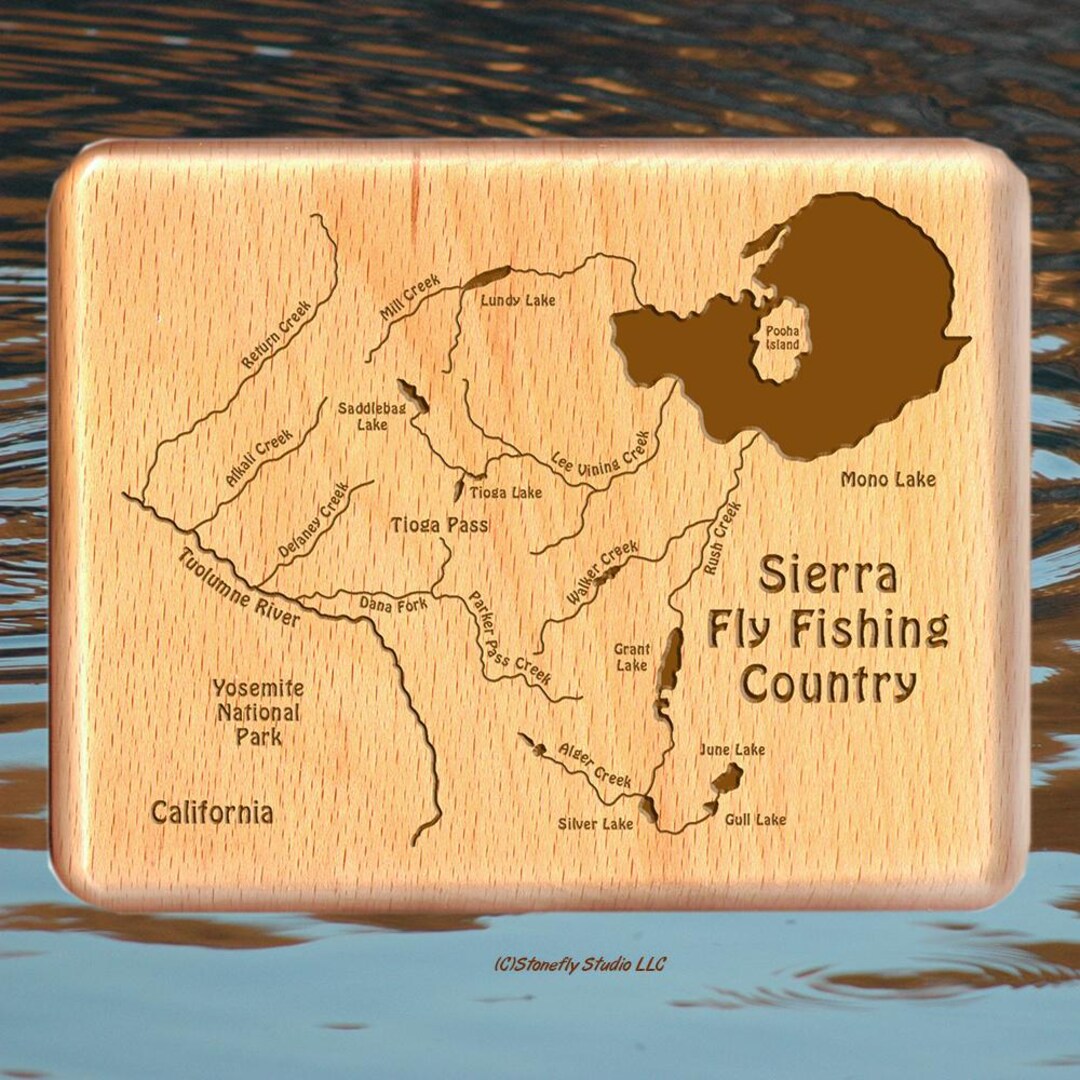 SIERRA FLY FISHING Country River Map Fly Box. Personalized Handcrafted ...