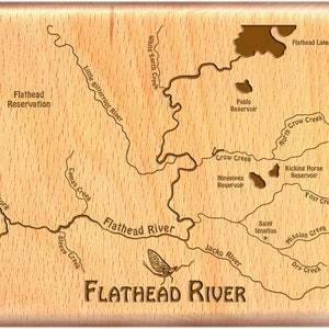 FLATHEAD RIVER LOWER Section Map Fly Fishing Box. Personalized, Custom ...