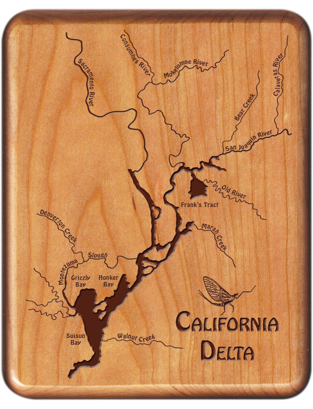 CALIFORNIA DELTA River Map Fly Box. Personalized, Handcrafted, Custom ...