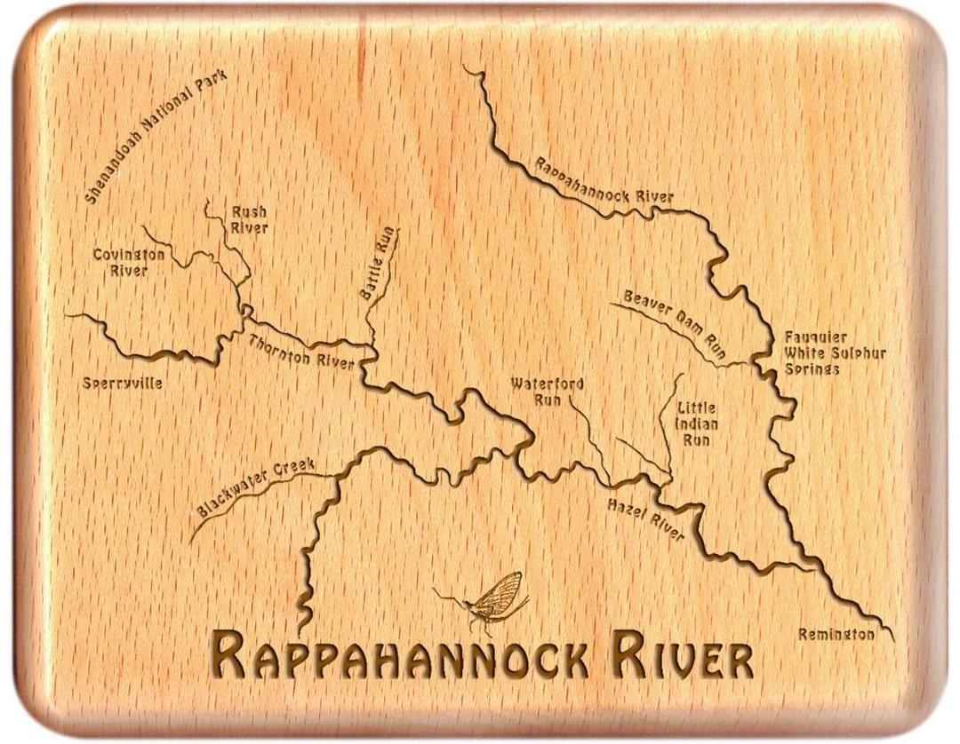 RAPPAHANNOCK RIVER Map Fly Box. Personalized Gift. Handcrafted. Custom ...
