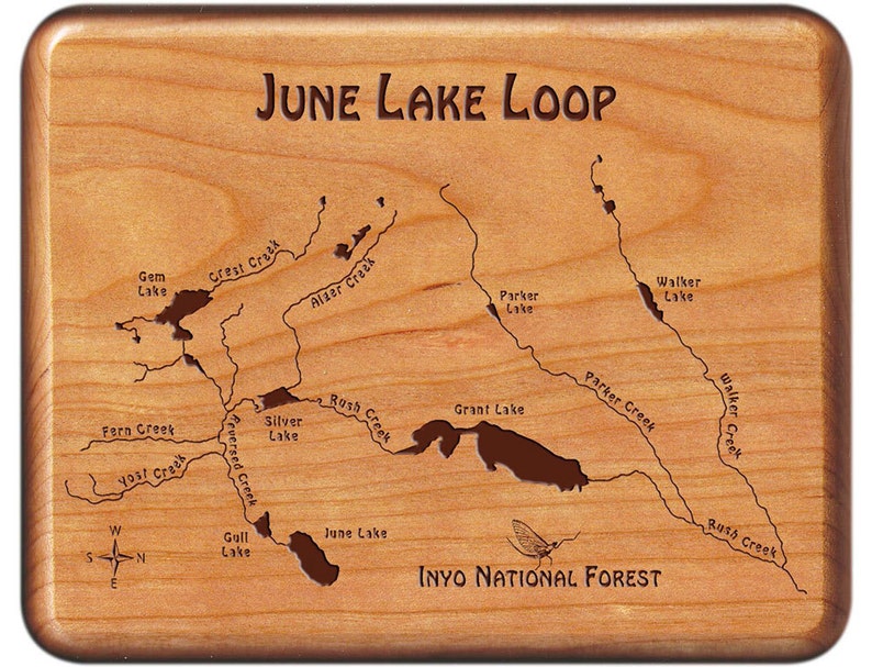 Fly Box JUNE LAKE LOOP River Map fly Fishing California | Etsy