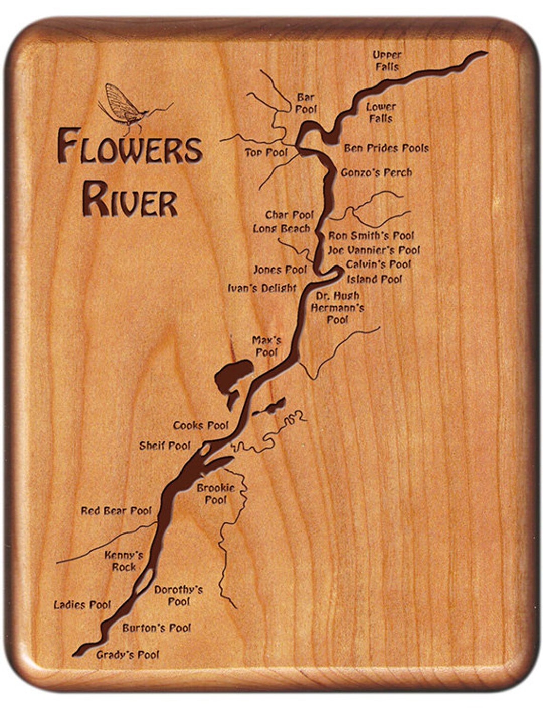 FLOWERS RIVER MAP Fly Box - Fly Fishing Canada - Handcrafted, Custom ...