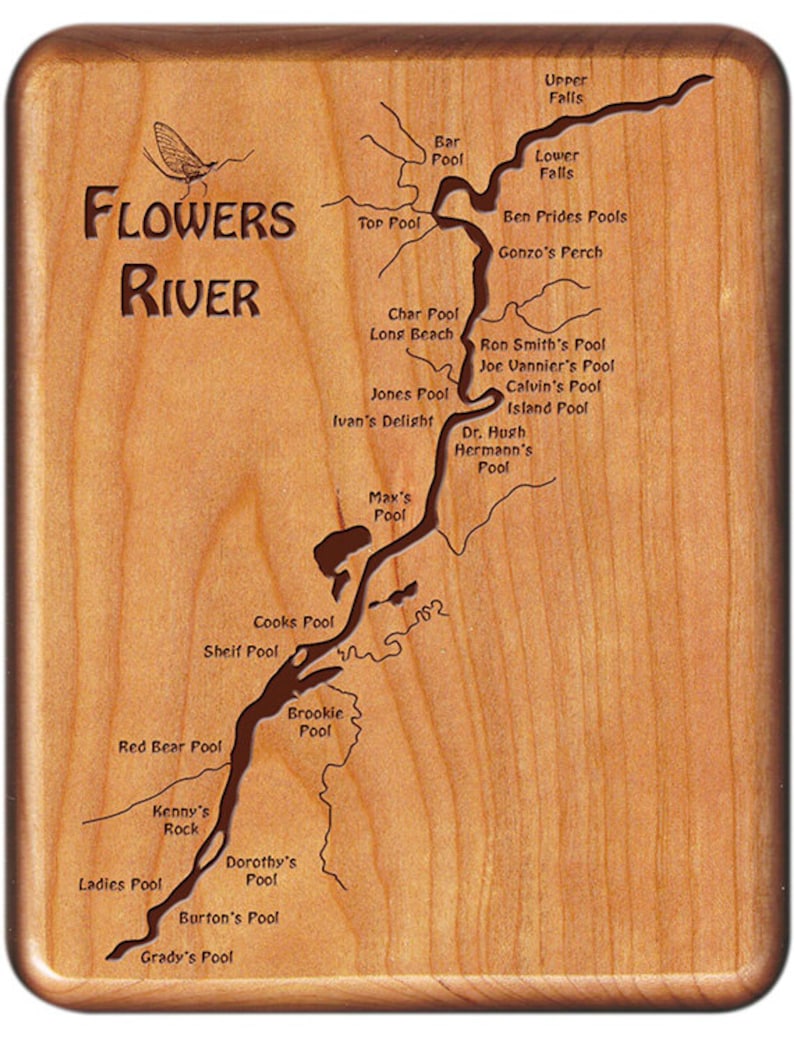 FLOWERS RIVER MAP Fly Box - Fly Fishing Canada - Handcrafted, Custom ...