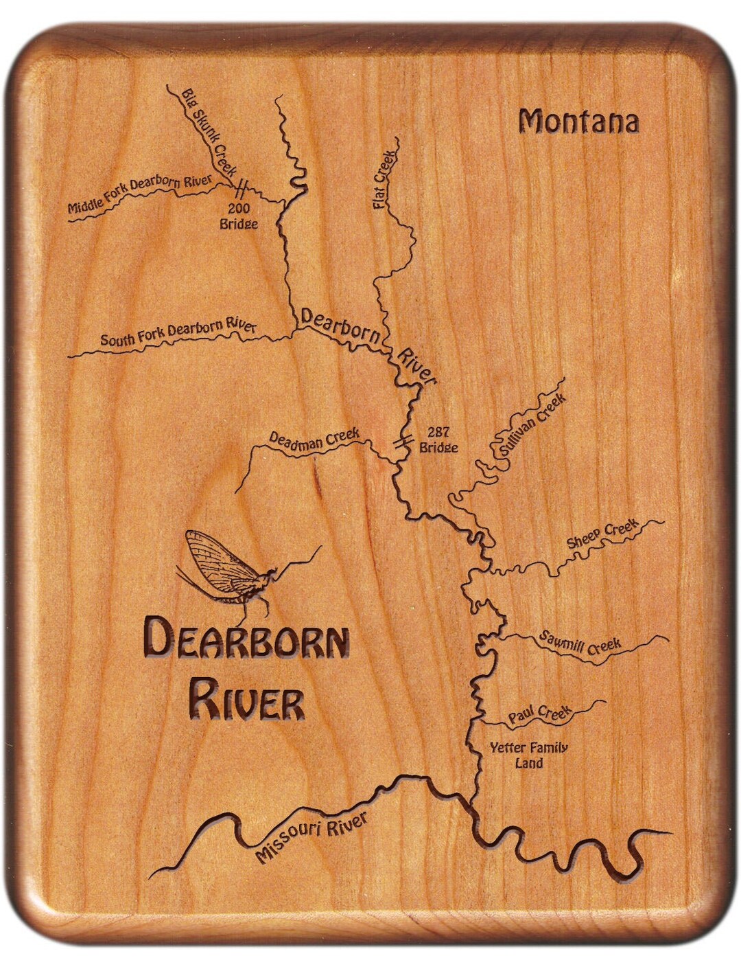 DEARBORN RIVER Map Fly Box. Personalized, Handcrafted, Custom Designed ...