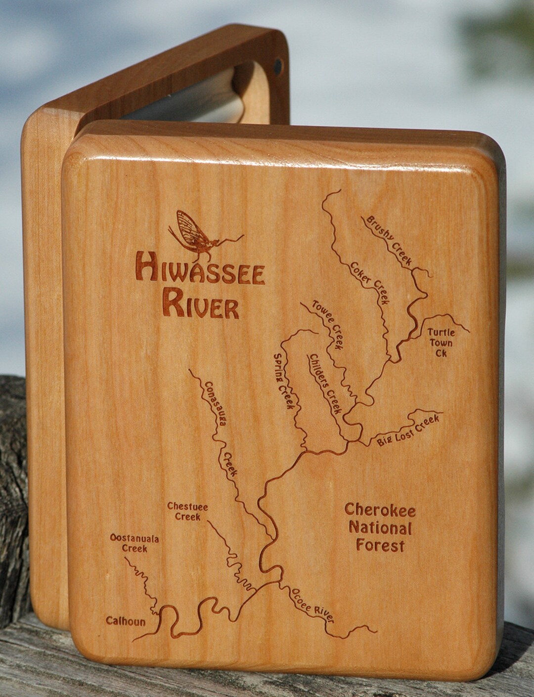 HIWASSEE RIVER MAP Fly Box- Handcrafted, Custom Designed, Laser ...