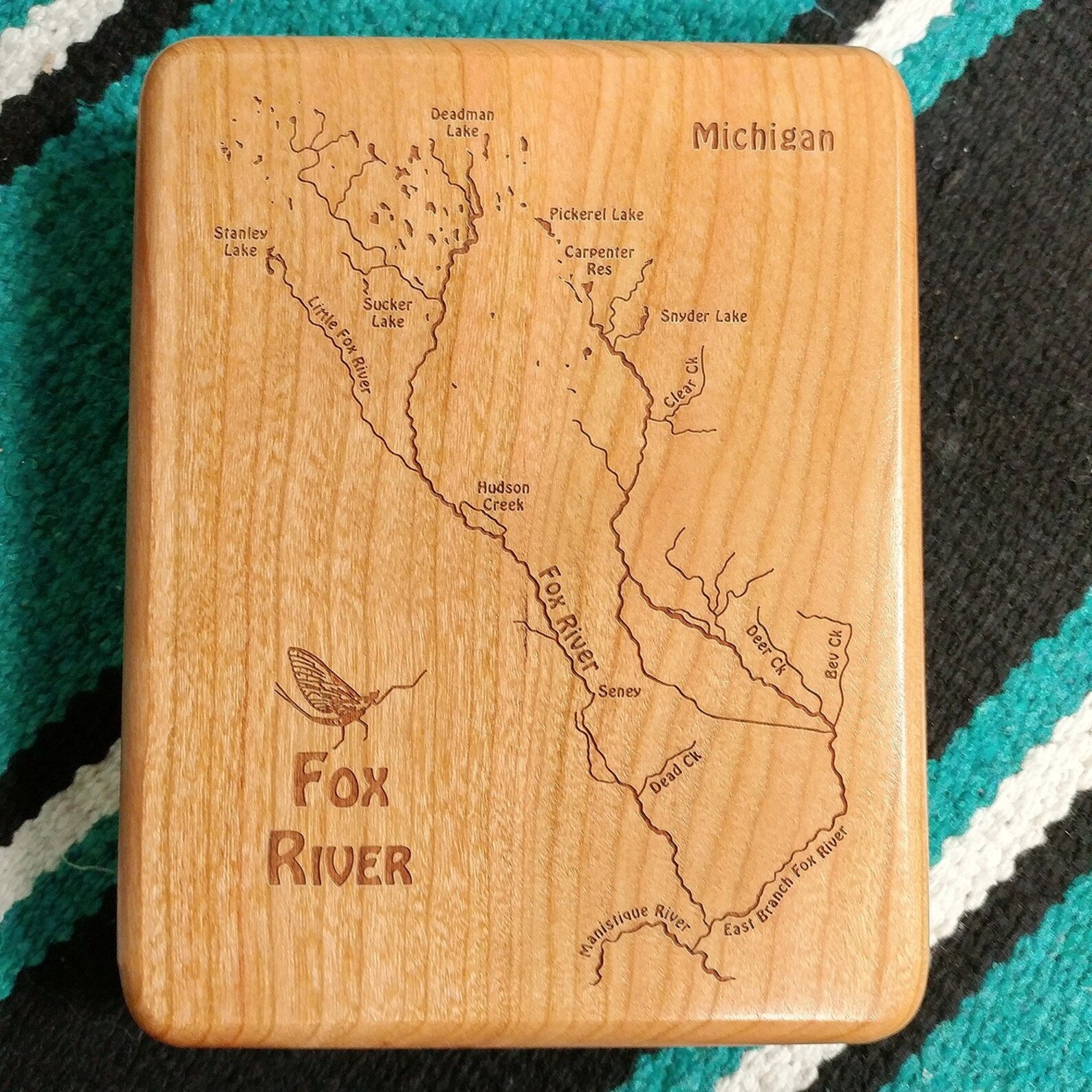 FOX RIVER Map Fly Box Personalized Handcrafted Custom | Etsy