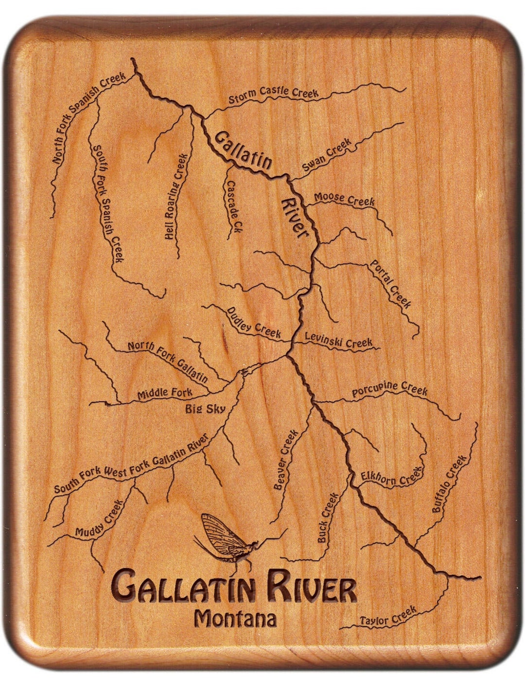 GALLATIN RIVER Map Fly Fishing Box - Personalized , Handcrafted, Custom ...