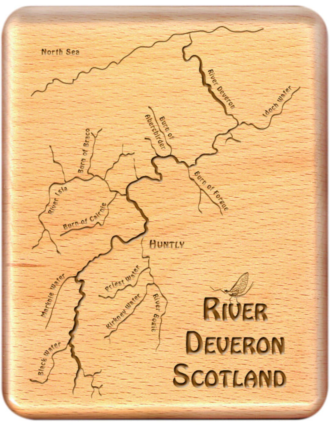 RIVER DEVERON SCOTLAND River Map Fly Fishing Fly Box - Custom Engraved ...