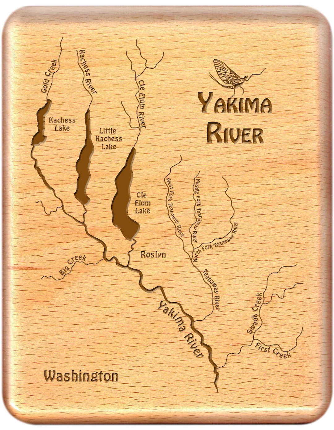 YAKIMA RIVER Map Fly Box - Personalized, Custom Laser Engraved ...