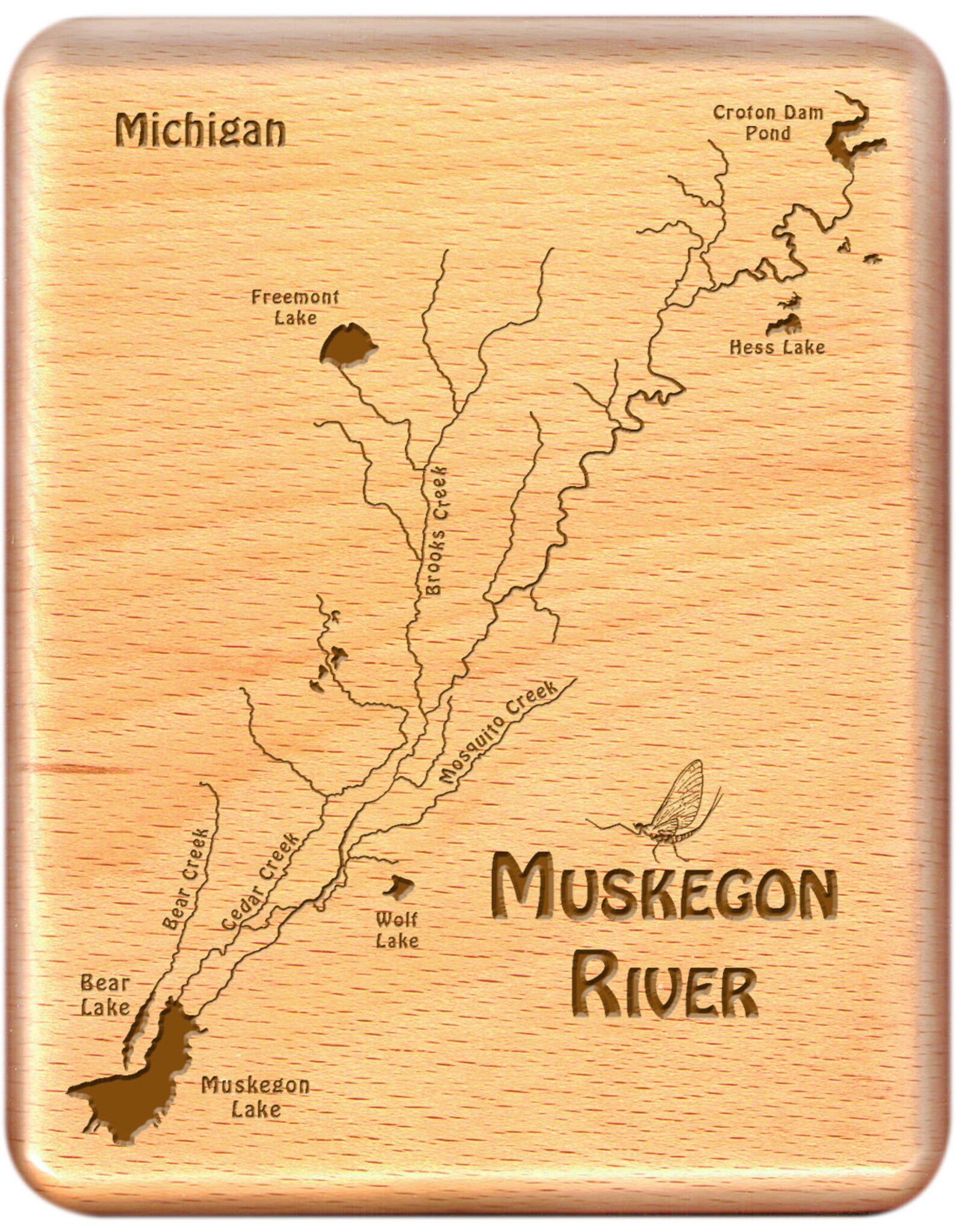 MUSKEGON RIVER Map Fly Box. Personalized Handcrafted Custom - Etsy