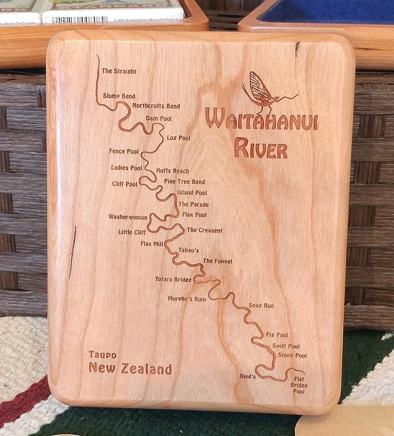 WAITAHANUI RIVER Map Fly Box Handcrafted Custom Designed | Etsy