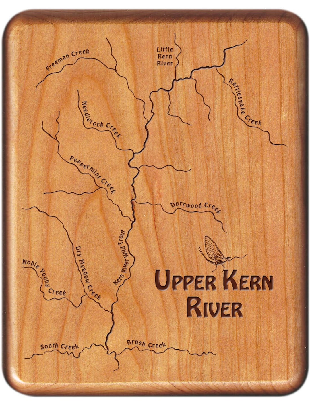 Upper Kern River Map Fly Box - Handcrafted, Custom Designed, Laser ...