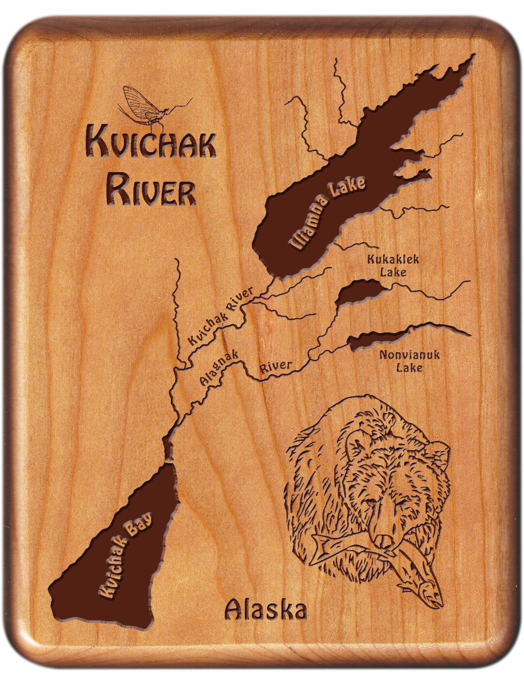 KVICHAK RIVER Map Fly Box. Personalized, Handcrafted, Custom Designed ...