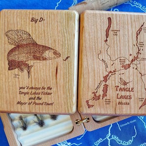 TANGLE LAKES River Map Fly Box. Personalized, Handcrafted, Custom Laser ...
