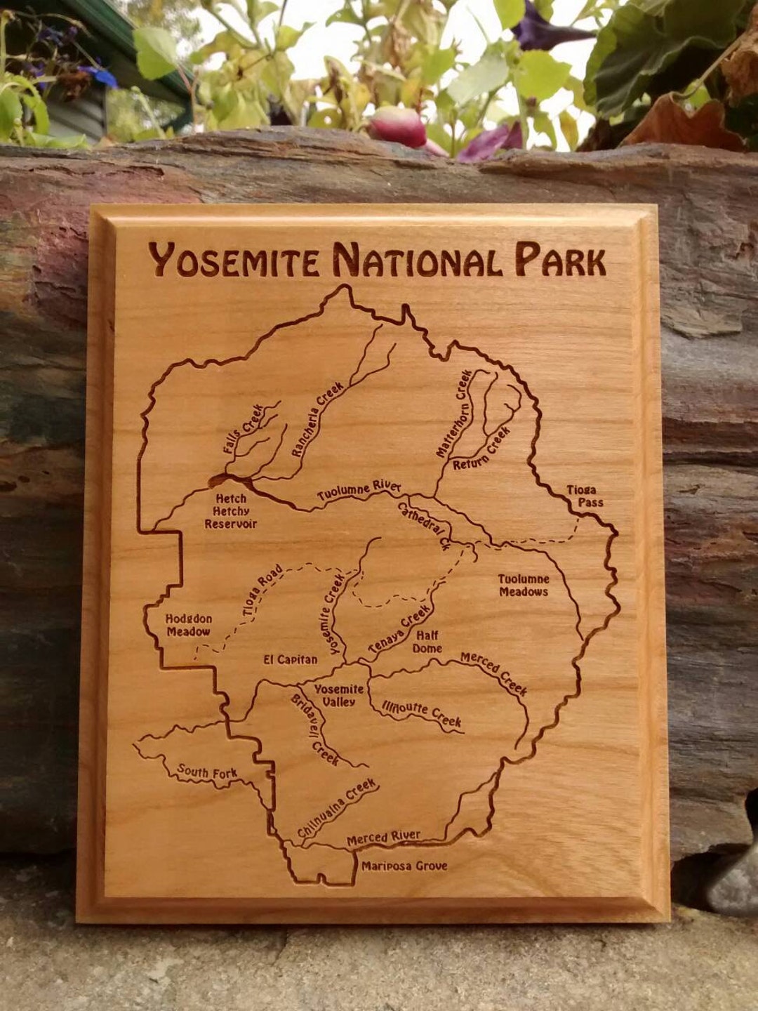 YOSEMITE NATIONAL PARK River Map Wall Plaque – 4 3/4 X 5 1/2 Cherry ...
