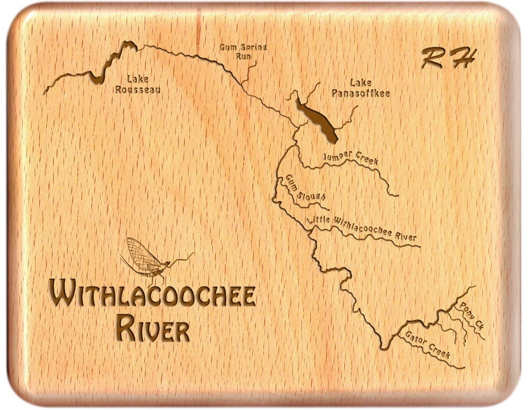 WITHLACOOCHEE RIVER MAP Fly Box - Handcrafted, Custom Designed, Laser ...