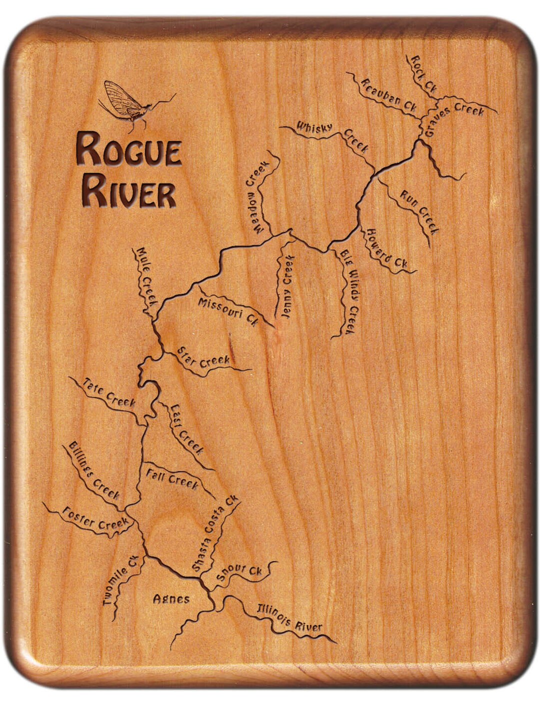 ROGUE RIVER MAP Fly Box - Handcrafted, Custom Designed, Laser Engraved ...