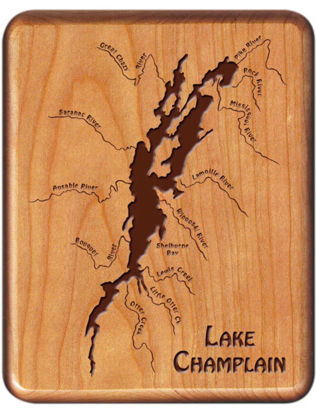 Lake CHAMPLAIN River Map Fly Box - Personalized, Handcrafted, Custom ...