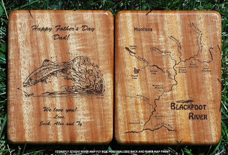 BITTERROOT RIVER MAP Fly Fishing Fly Box Custom Engraved and - Etsy