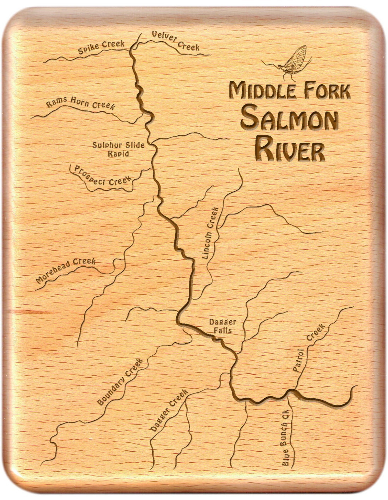 SALMON RIVER Middle Fork Map Fly Fishing Box Personalized - Etsy