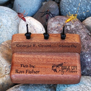 Custom FLY DISLPLAY 3 Clip Holder Stand. Personalized Gift, Handcrafted ...